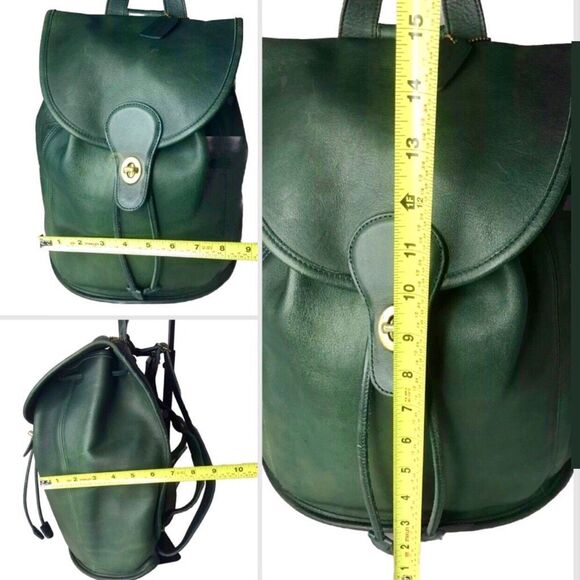 Coach | Bags | Vintage Coach Green Leather Weekend Backpack Rucksack ...